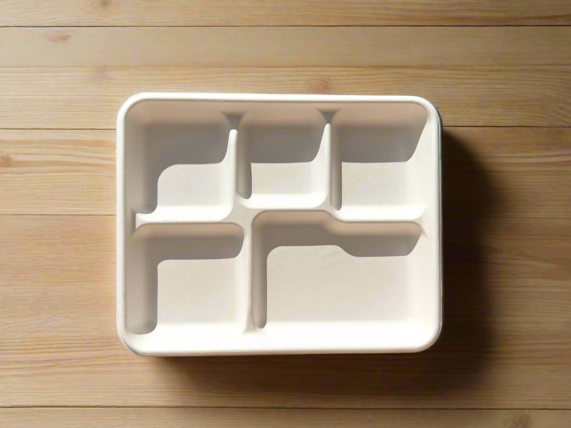 5 Compartment Molded Fiber Tray | Compostable Lunch Tray | 500pcs ...