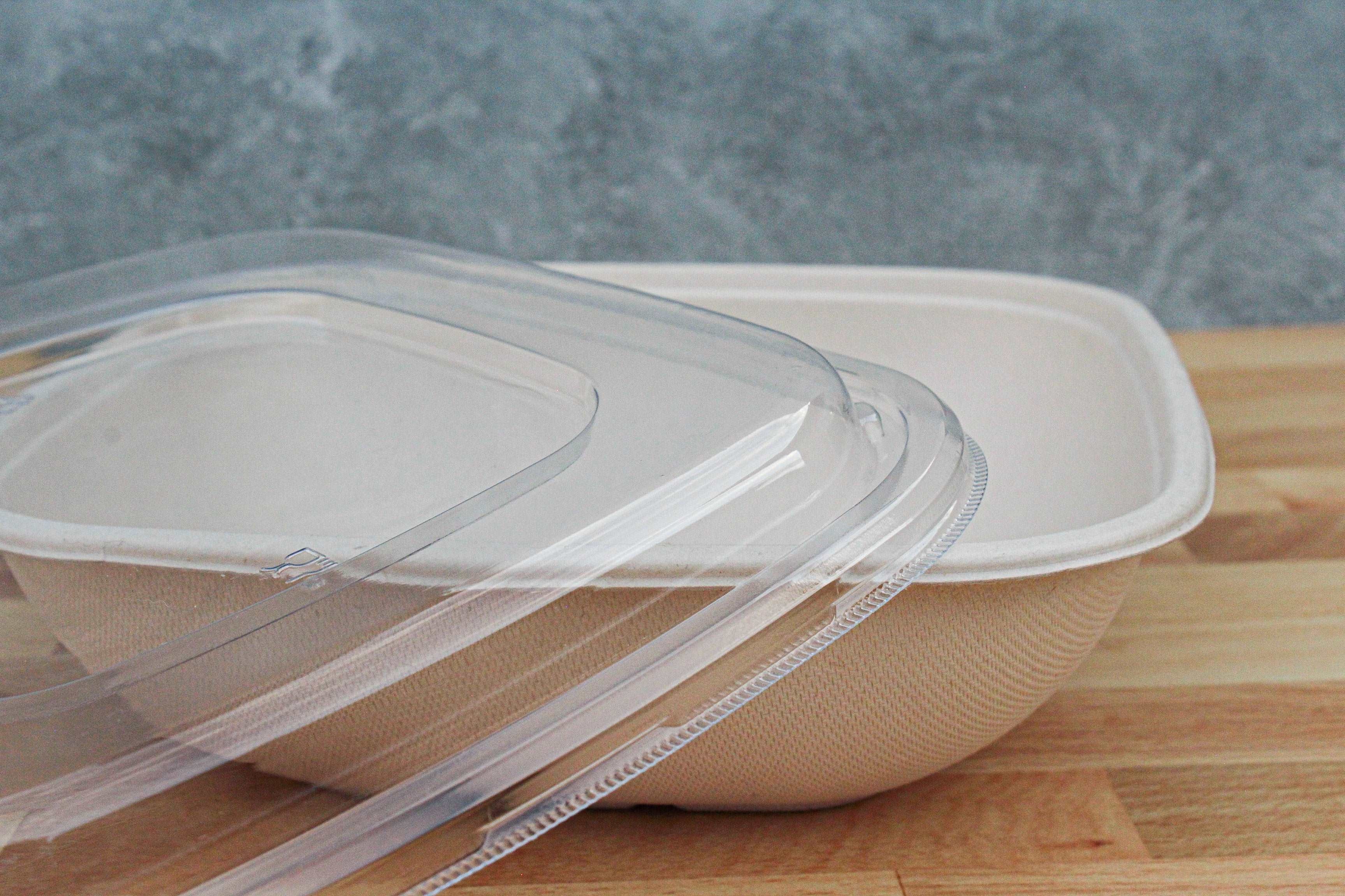 Clear Lid for Square Fiber Bowls (300pcs) | Take-Out Lid | Spill-Free ...