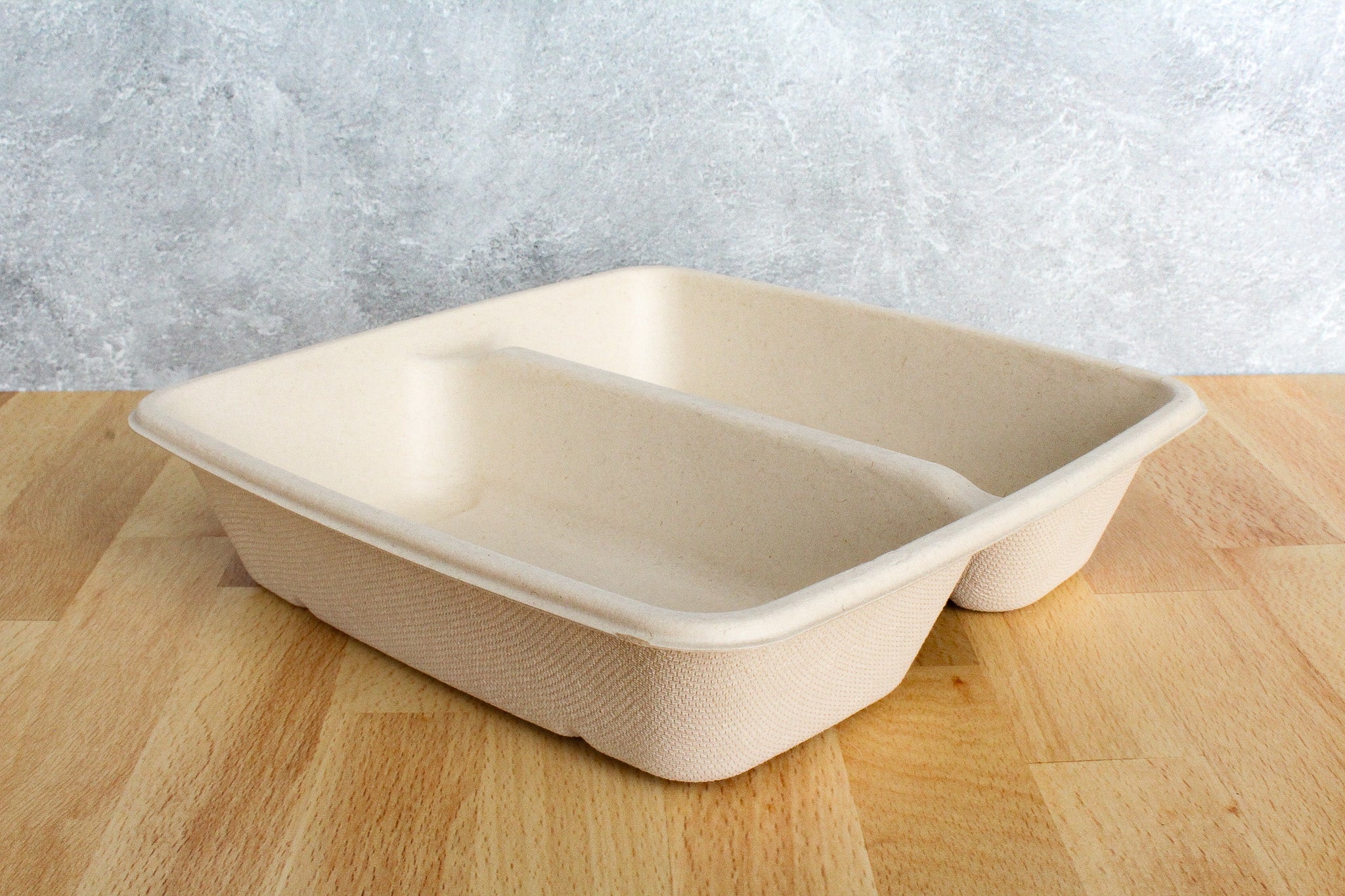 2-Compartment Square Molded Fiber Tray | 300pcs | Compostable Containe ...