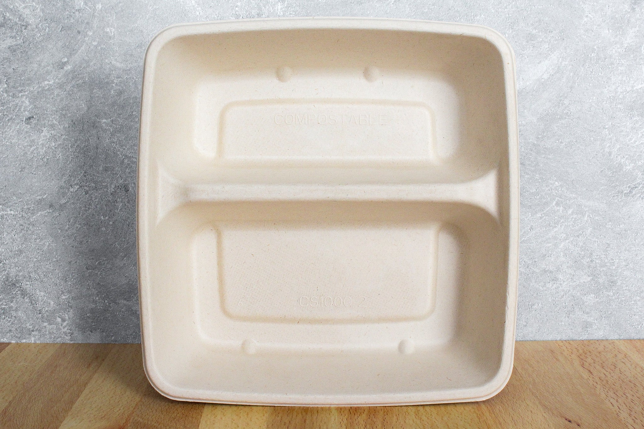 2-Compartment Square Molded Fiber Tray | 300pcs | Compostable Containe ...